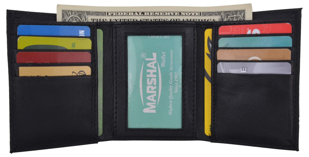 Men's Nylon Black Classic Trifold Credit Card ID Wallet with Leather ...