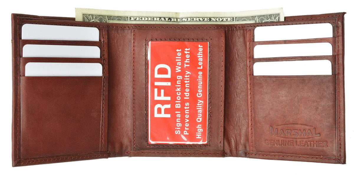 Trifold Wallet Men's RFID Blocking Leather - Tan, Classic Marshal ...