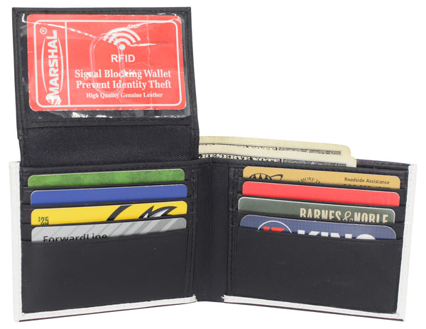 RFID-Blocking-Genuine-Leather-Printed-Theme-Bifold-Wallets-with-Gift ...