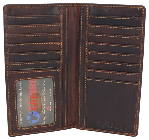 RFID-Blocking-Slim-Long-Bifold-Vintage-Leather-ID-Credit-Card-Holder ...