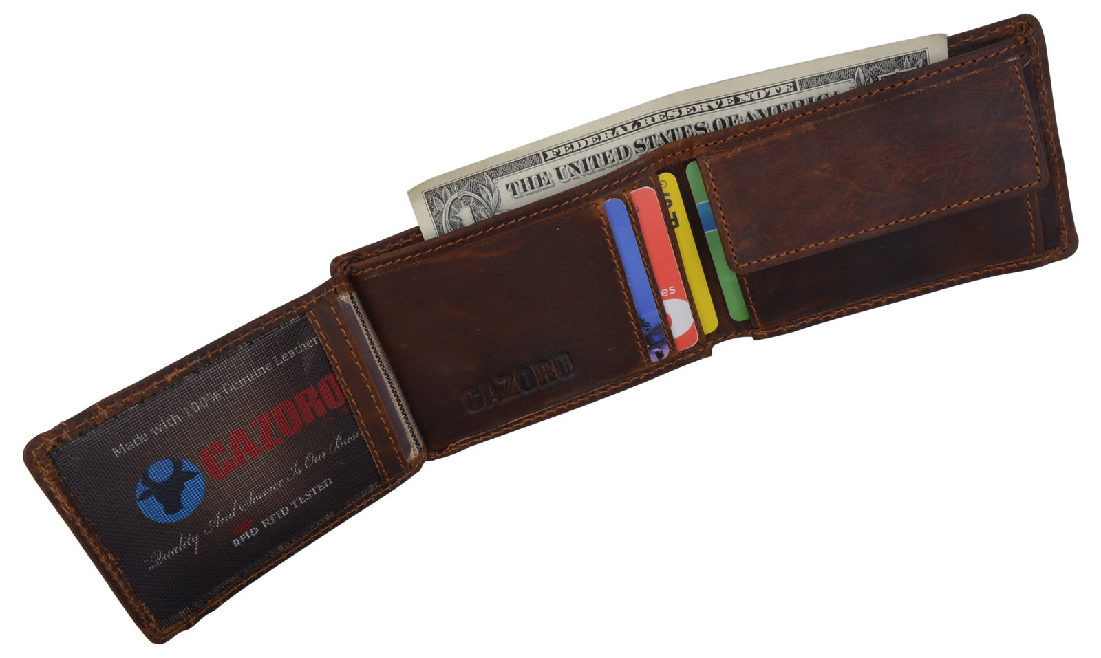 New Cazoro RFID Premium Vintage Leather Small Slim Mens Bifold Wallet ...