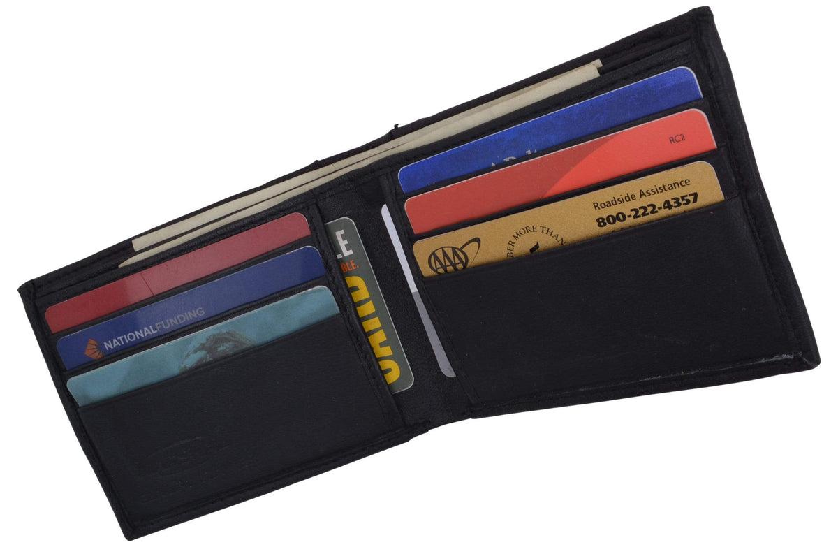 Bifold Lambskin Leather Outside ID Window Mens Wallet 1358