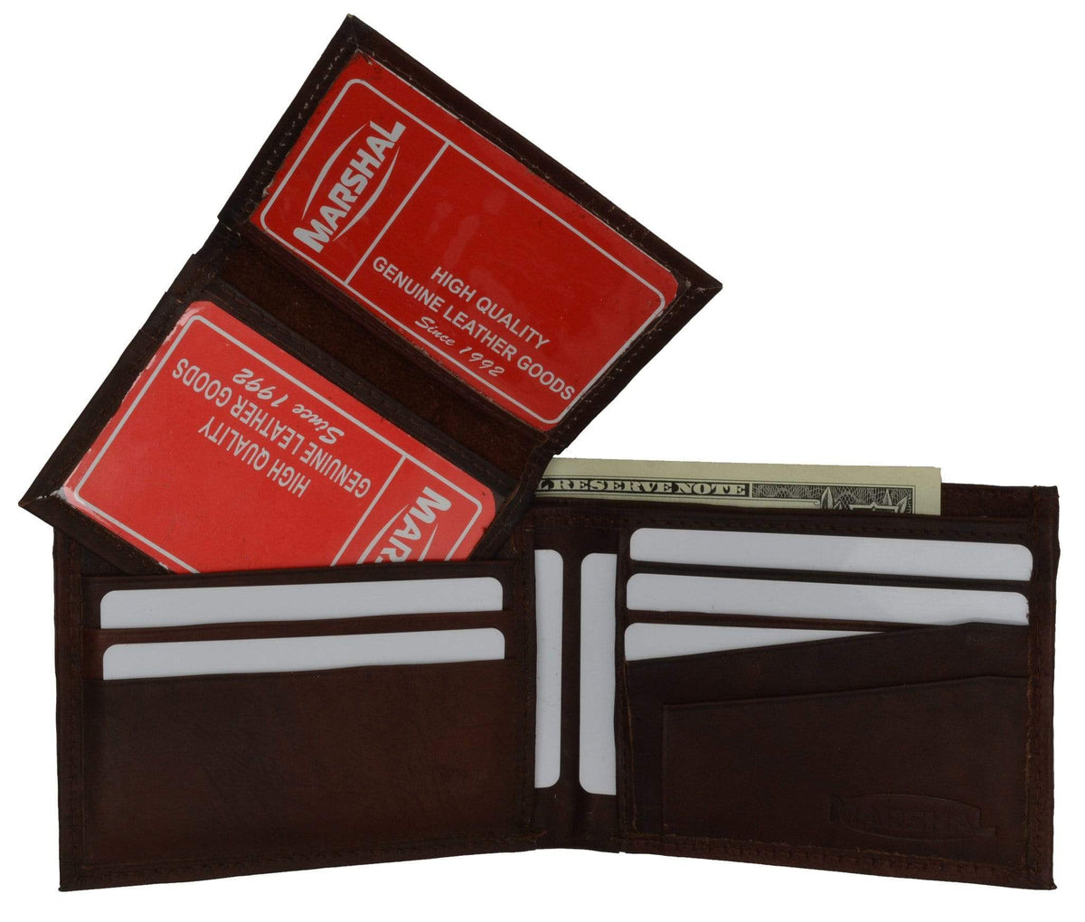 Cowhide Leather Removable Card ID Holder Mens Bifold Wallet 533 CF