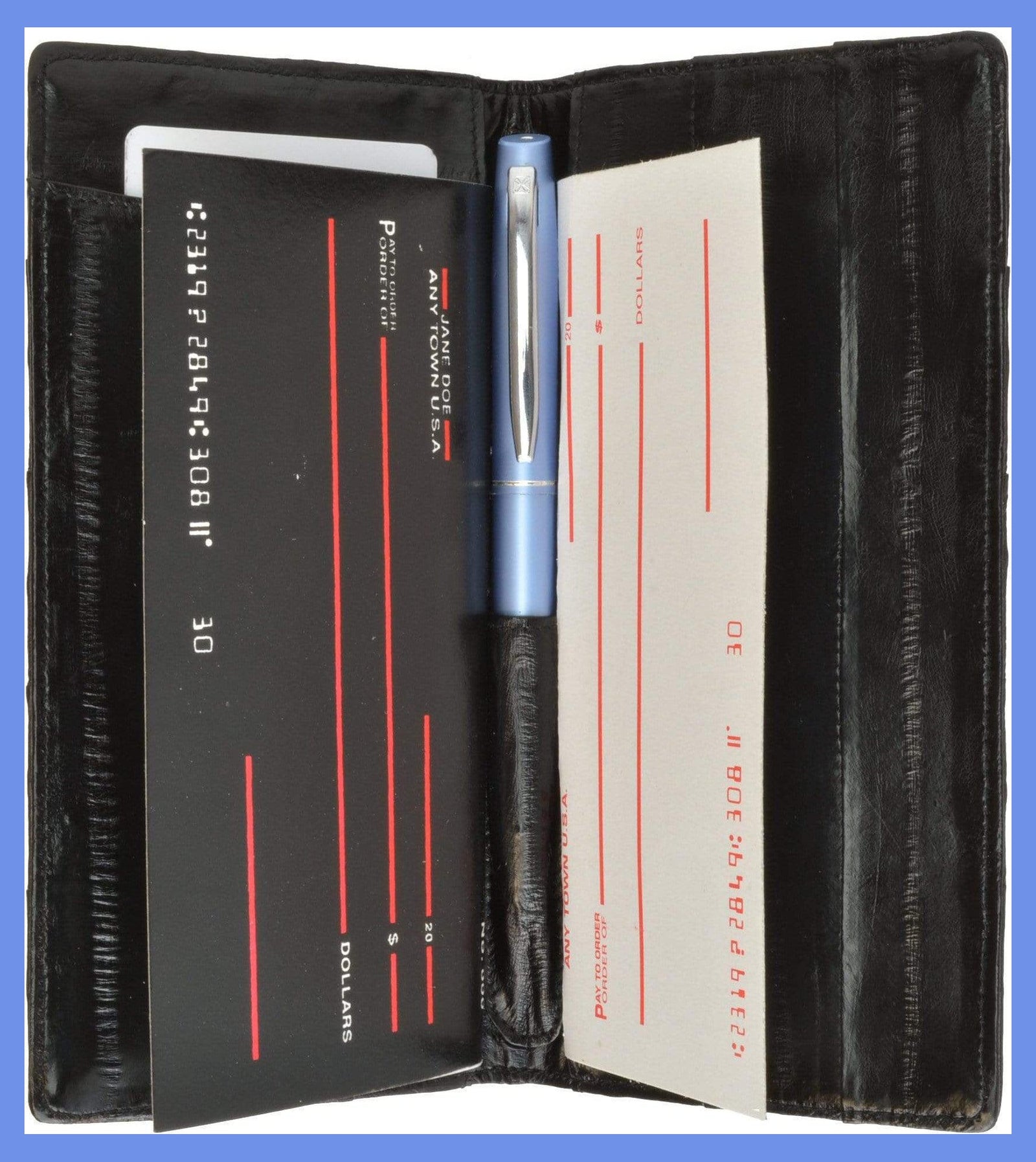 Genuine Eel Skin Leather Checkbook Cover Credit Card Holder ID Window E 154