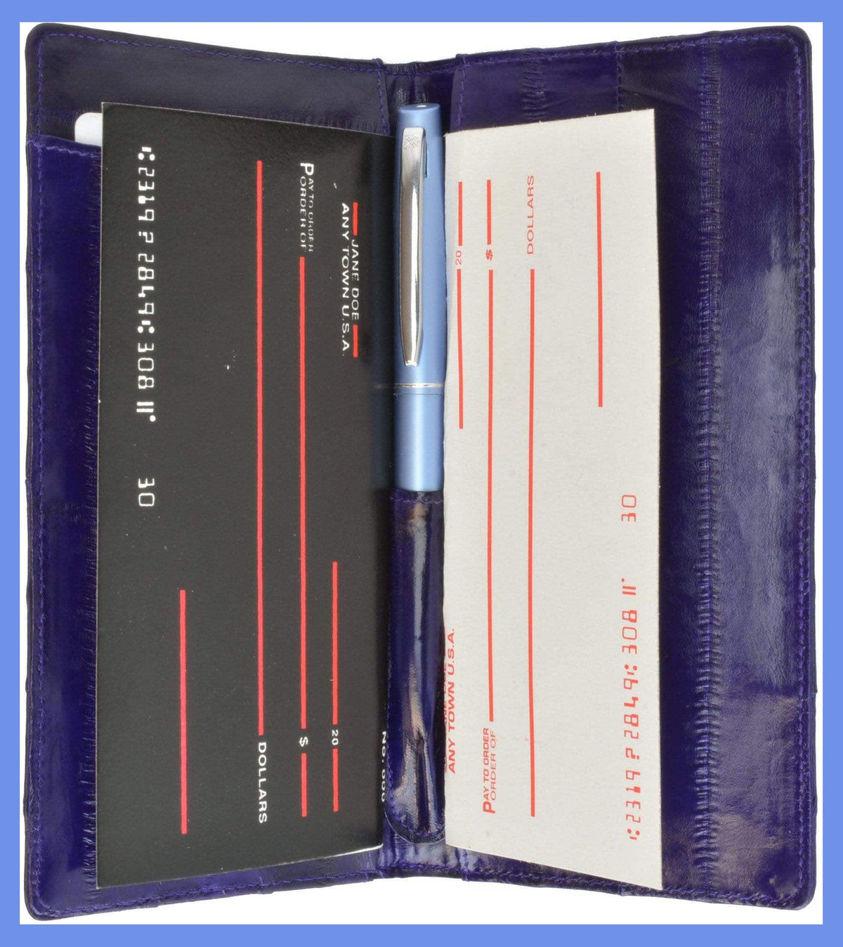 Genuine Eel Skin Leather Checkbook Cover Credit Card Holder ID Window E 154