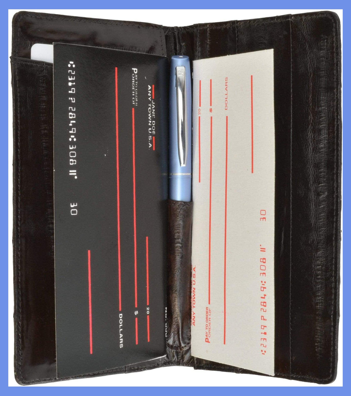 Genuine Eel Skin Leather Checkbook Cover Credit Card Holder ID Window E 154