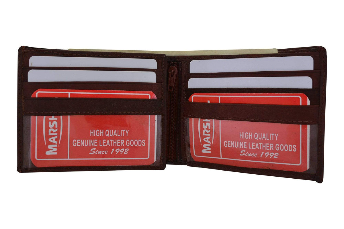 Genuine Leather Bifold 3 ID Windows Card Key Holder Wallet 1792 CF