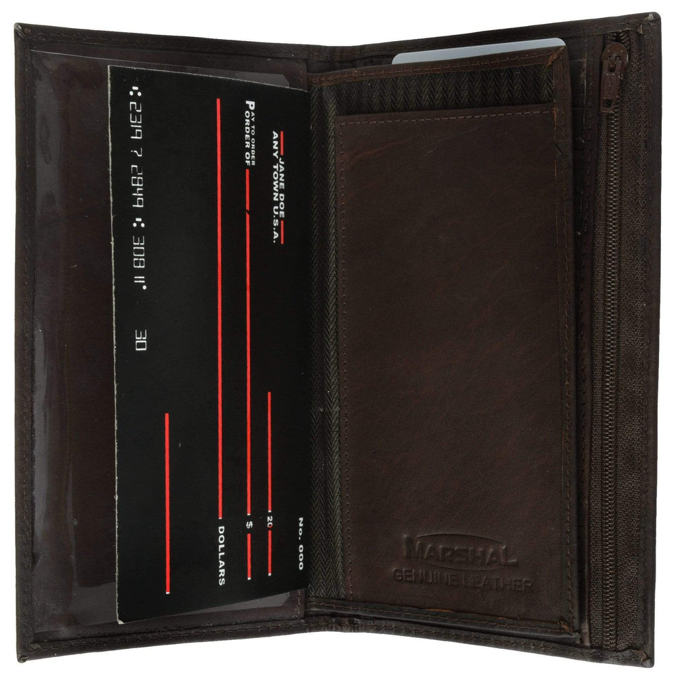Genuine Leather Checkbook Cover Wallet Organizer with Credit Card ...