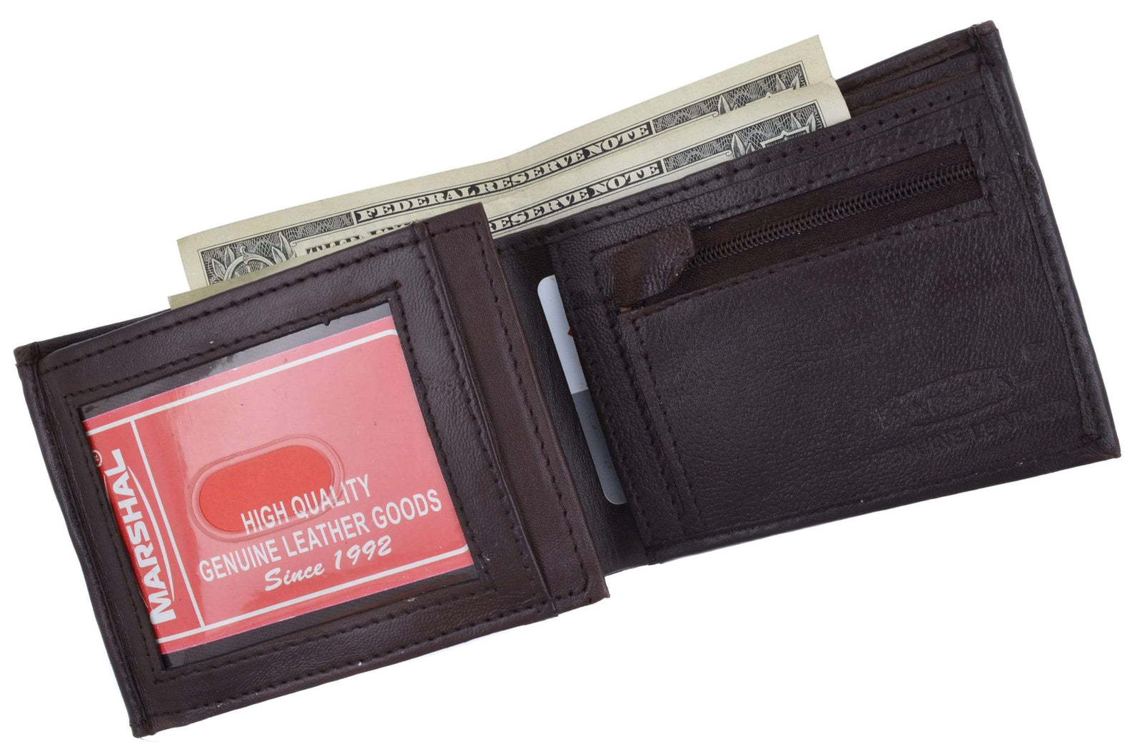 Genuine Leather Mens Bifold Wallet with Change Pocket 1692