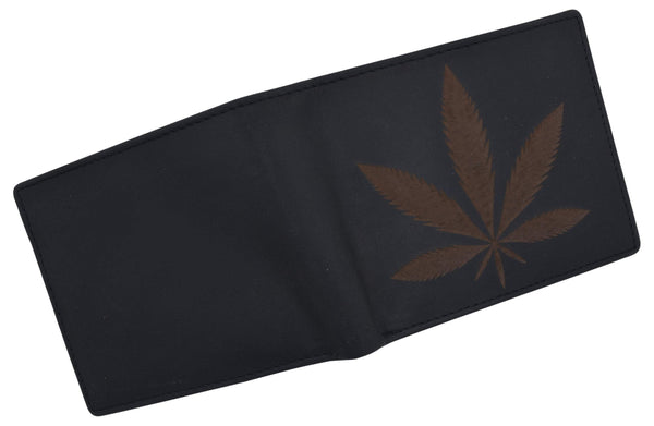 marshal-black-genuine-leather-rfid-bifold-mens-marijuana-leaf-logo ...