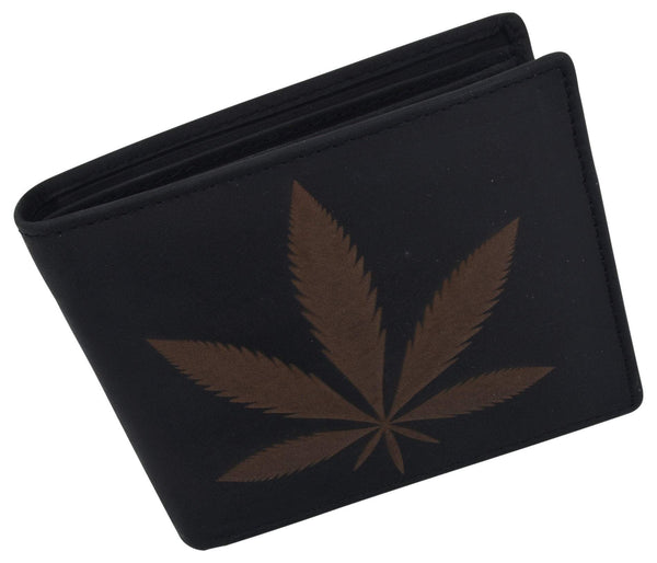 marshal-black-genuine-leather-rfid-bifold-mens-marijuana-leaf-logo ...