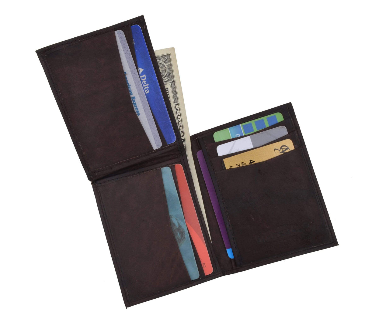 L-Shape Flap Up Lambskin Leather Wallet with ID and Credit Card 139
