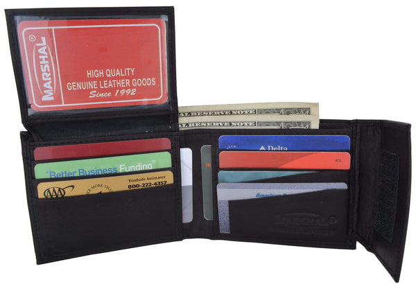 marshal-black-leather-bifold-wallet-with-hook-and-loop-closure-and-flap ...