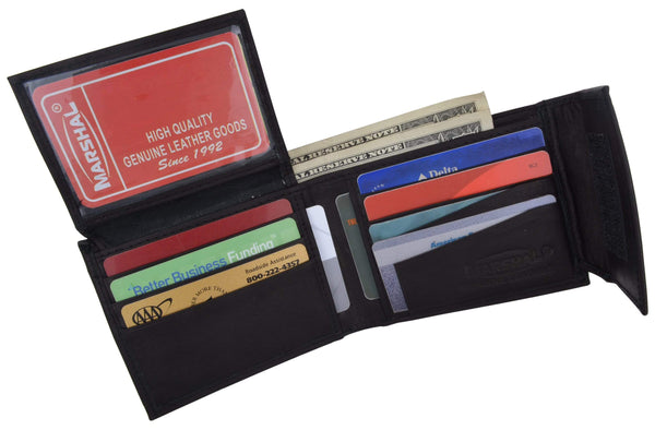 marshal-black-leather-bifold-wallet-with-hook-and-loop-closure-and-flap ...