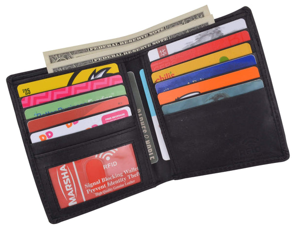 marshal-black-mens-rfid-blocking-bifold-hipster-hunter-leather-euro ...