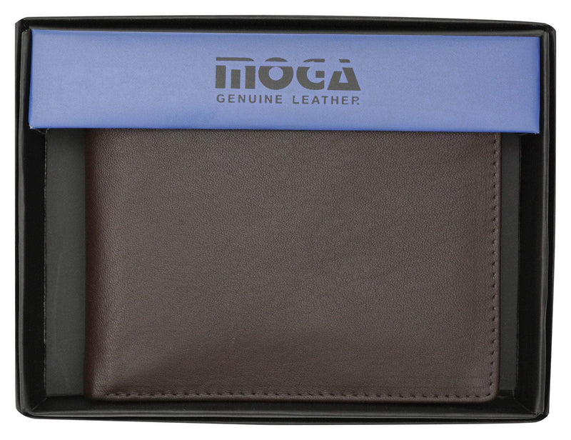 Moga Handmade Genuine Leather Mens Bifold Wallet with Coin Pouch 91013