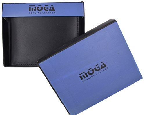 Moga Men's Bifold Genuine Leather Wallet With Double Center Flap And 3 ...