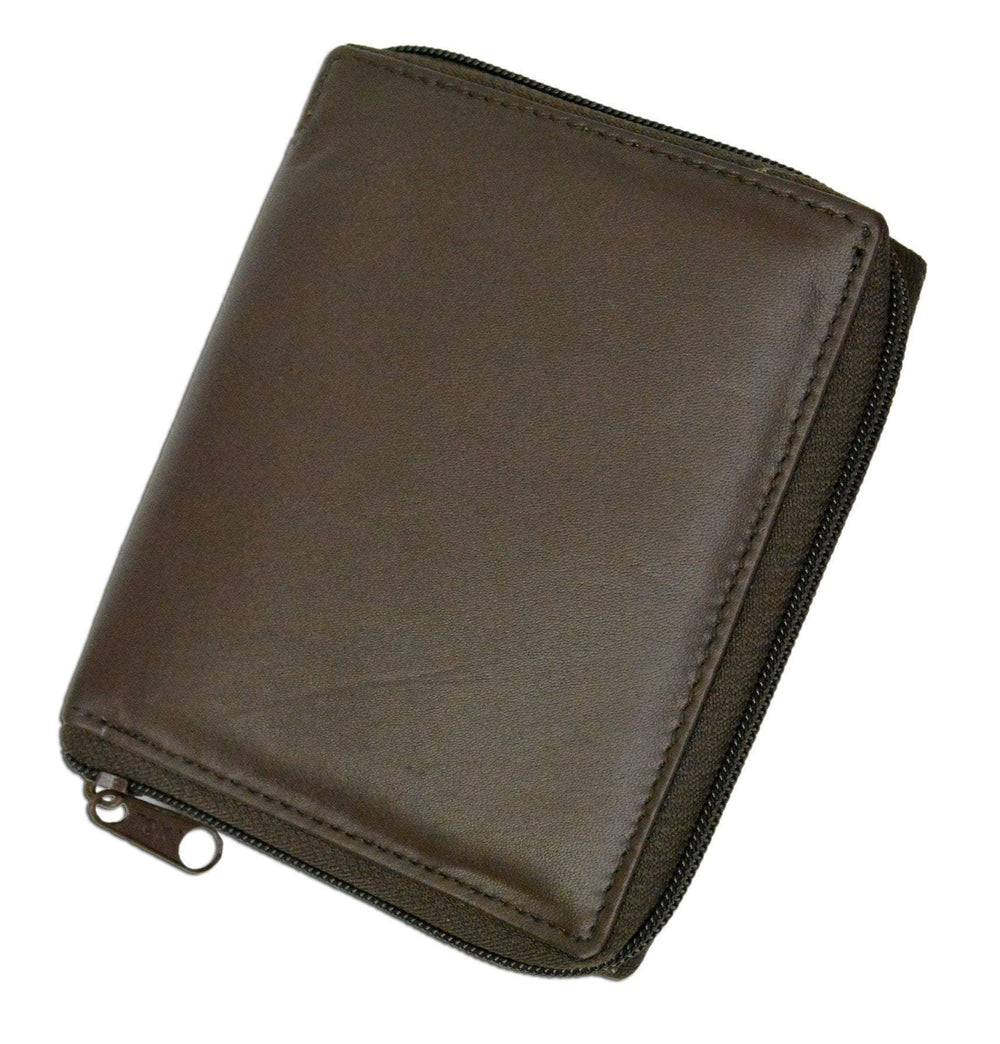 RFID Blocking Mens Premium Soft Leather Zippered ID Wallet RFID P 702 (C)
