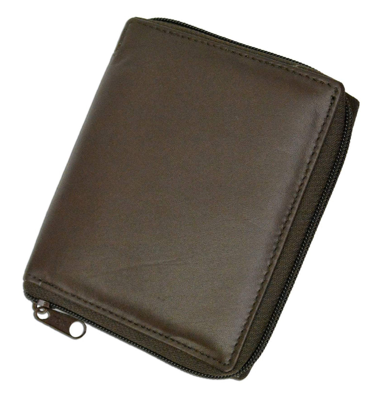 RFID Blocking Mens Premium Soft Leather Zippered ID Wallet RFID P 702 (C)
