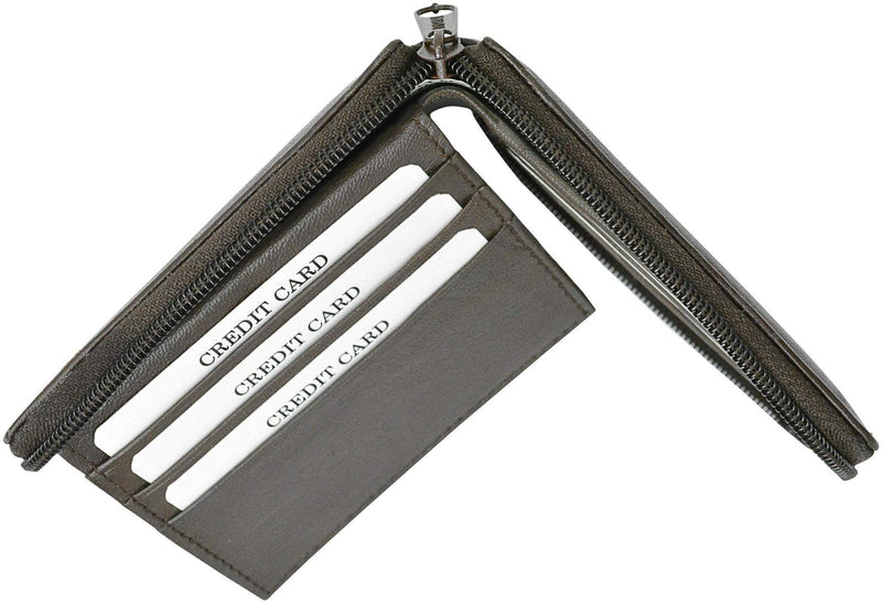 RFID Blocking Soft Premium Leather Zip Around ID Bifold Wallet RFID P ...