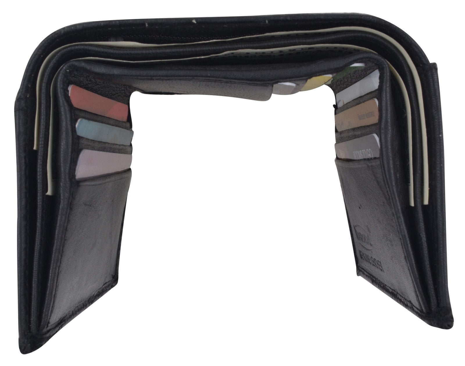 Trifold Mens Leather Wallet W/2 Outside ID Windows 3655