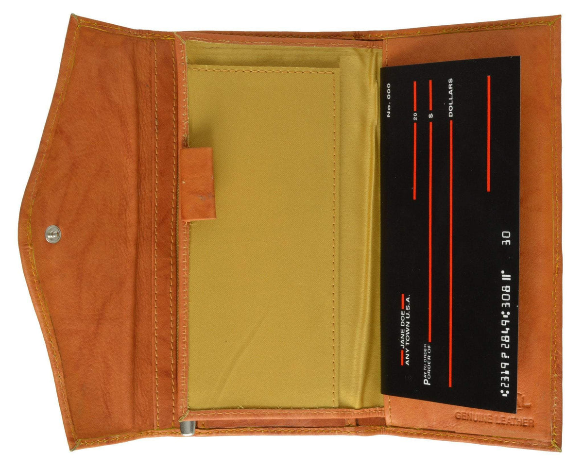 Womens Checkbook Wallet with ID Window and Snap Button Closure 3575 CF (C)