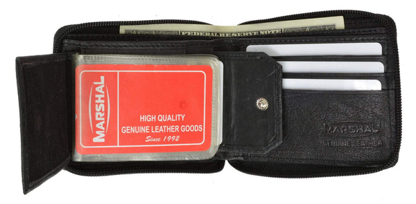 marshal-black-zippered-bifold-leather-wallet-w-removable-plastic ...