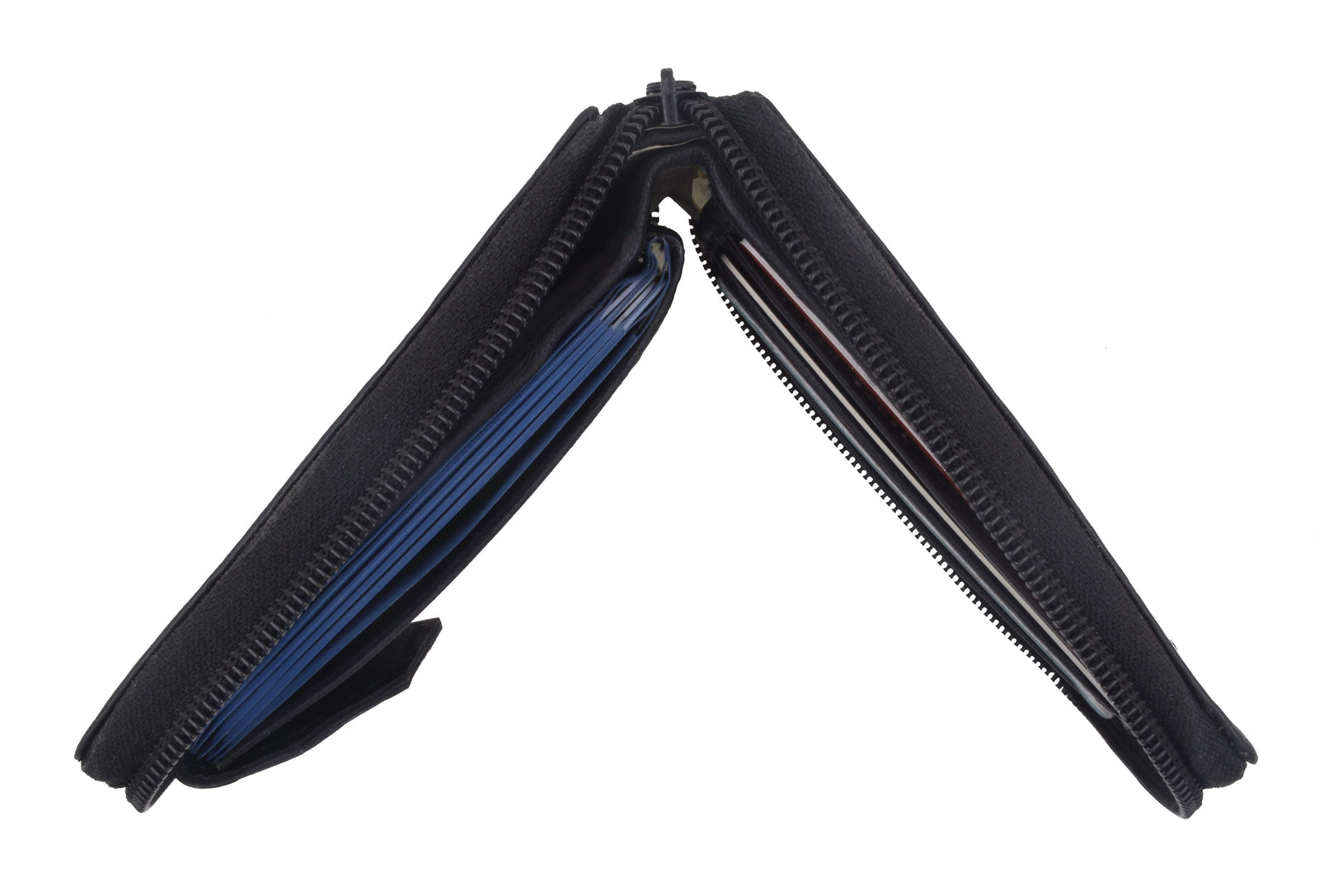 Zippered Bifold Leather Wallet W/Removable Plastic Inserts in Leather ...