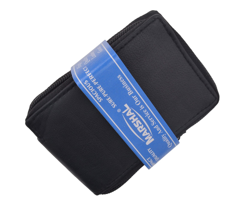 Zippered Bifold Leather Wallet W/Removable Plastic Inserts in Leather ...