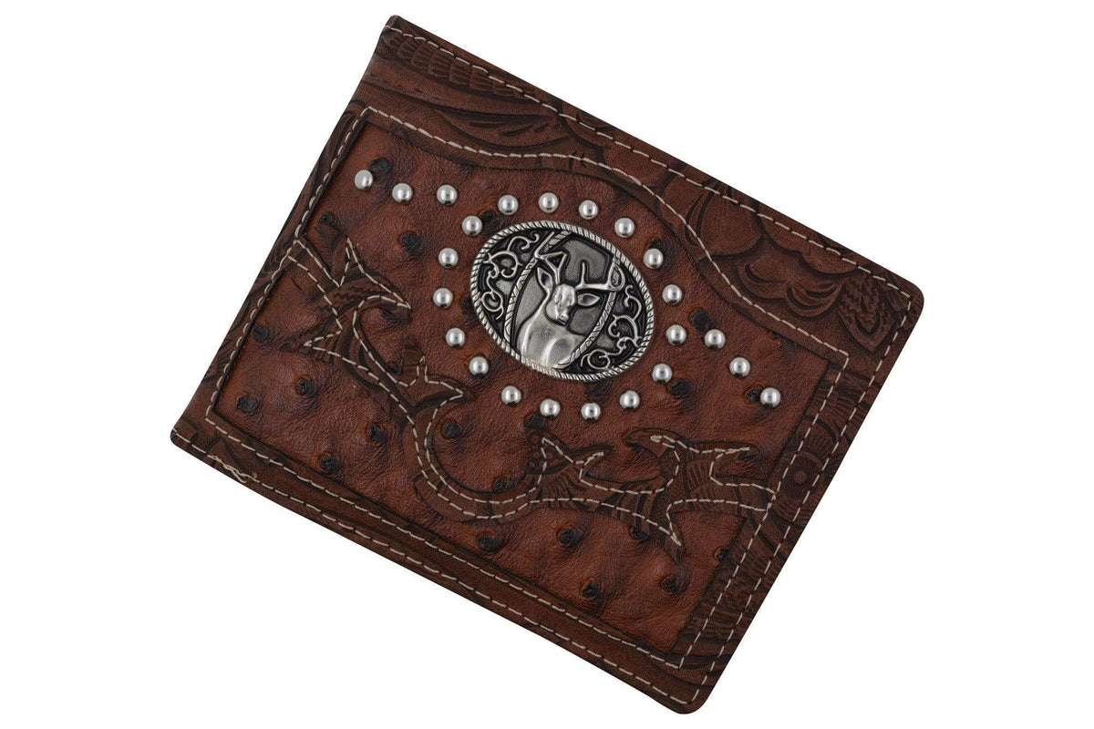 Brown Western Mens Deer Design Bifold Credit Card ID Holder Cowboy ...