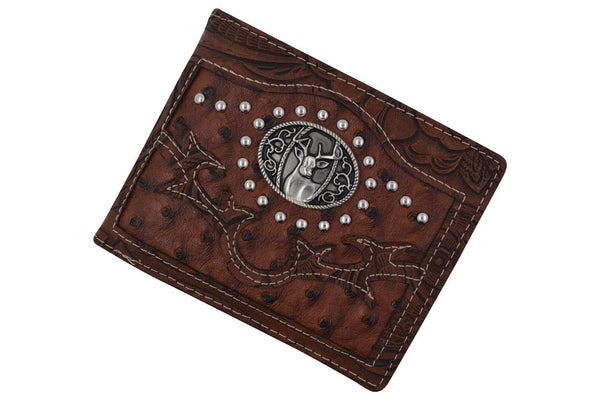 Brown Western Mens Deer Design Bifold Credit Card ID Holder Cowboy ...