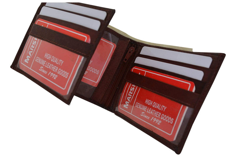 Genuine Leather Bifold 3 ID Windows Card Key Holder Wallet 1792 CF