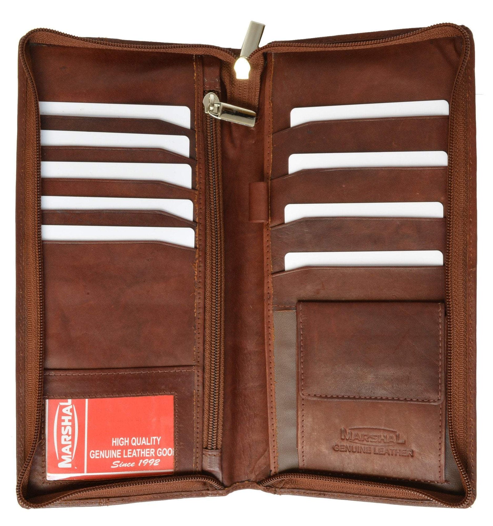 Zip Around Leather Travel Wallet with Passport and Boarding Pass Holder ...