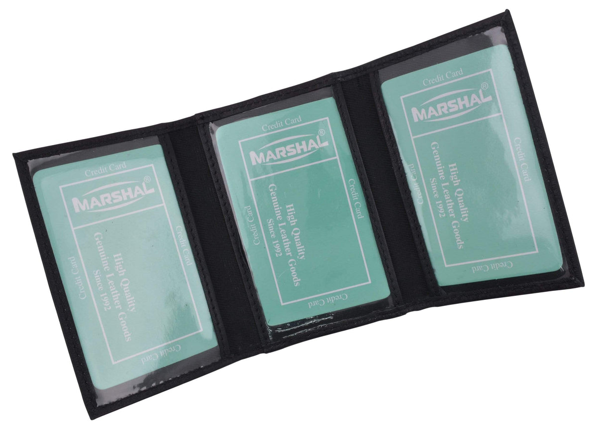 Men's Genuine Soft Leather Multiple ID Windows Slim Trifold Holder