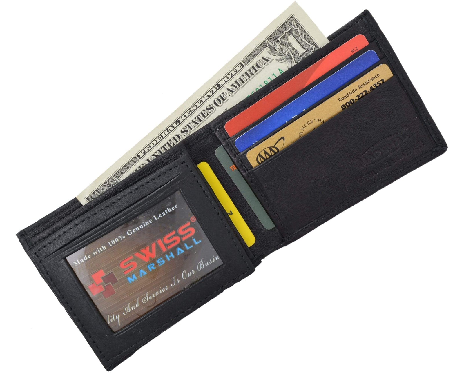 Men's Soft Genuine Leather Removable Double ID Window Flap Credit Card ...