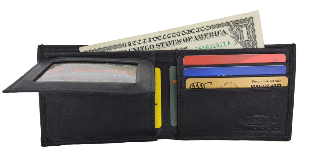 Men's Soft Genuine Leather Removable Double ID Window Flap Credit Card ...