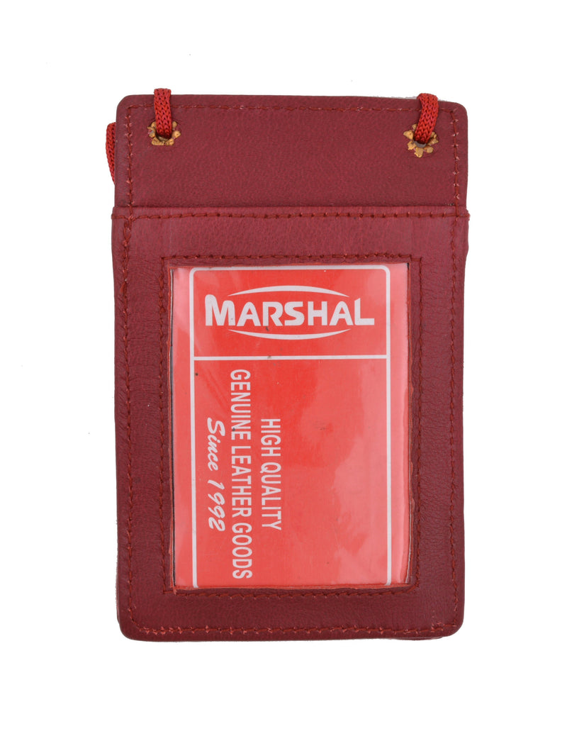New Leather Neck Strap ID Badge Credit Card Holder Pouch Wallet Mini ...