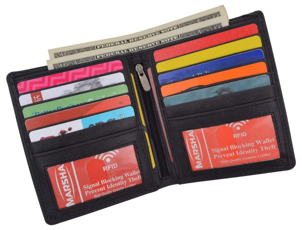 marshal-rfid-blocking-hunter-leather-bifold-slim-hipster-credit-card ...