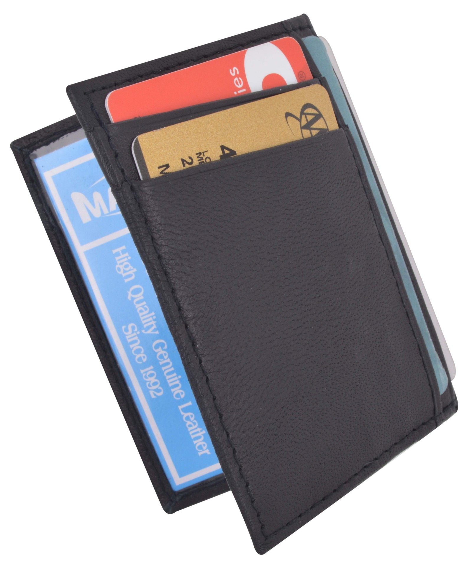 RFID Blocking Mini Wallet Genuine Leather Slim Front Pocket Wallet ...