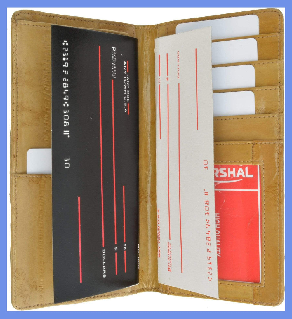 Genuine Eel Skin Leather Checkbook Cover Credit Card Holder ID Window E 154