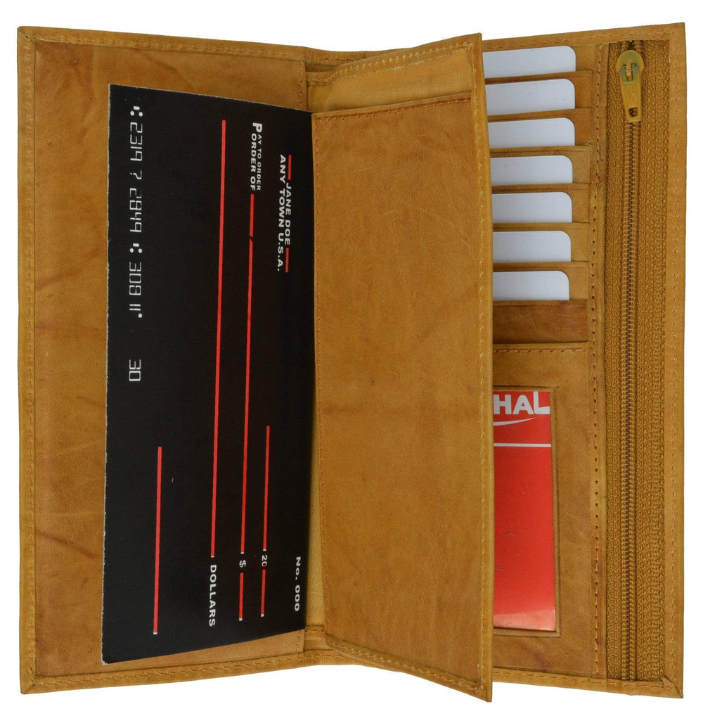 Genuine Leather Checkbook Cover Wallet Organizer with Credit Card ...