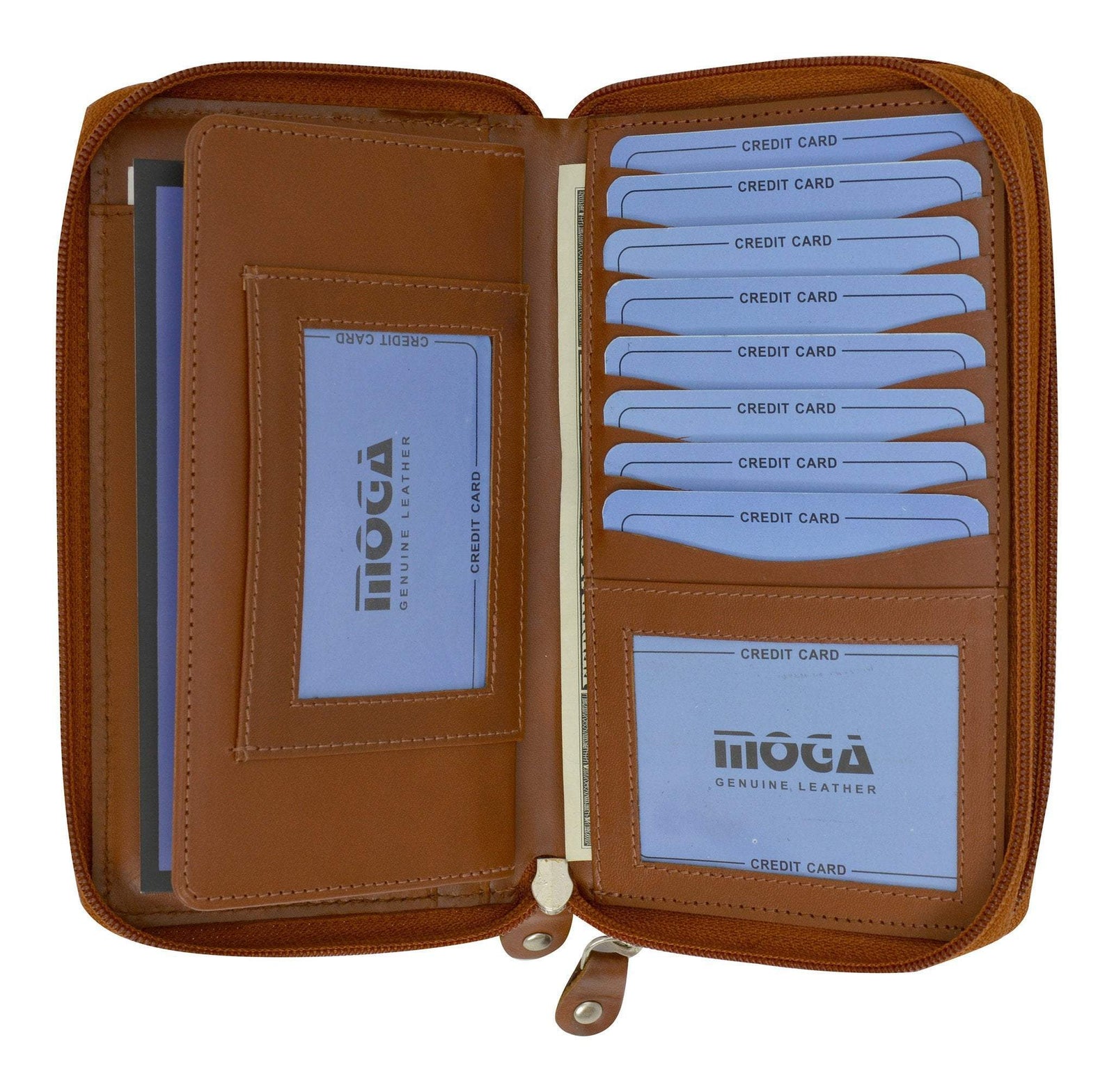 Moga Zip Around High End Leather Ladies Credit Card ID Wallet with ...