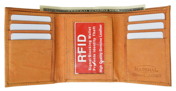 marshal-tan-new-mens-trifold-leather-wallet-rfid-blocking-rfid-55-c-c ...