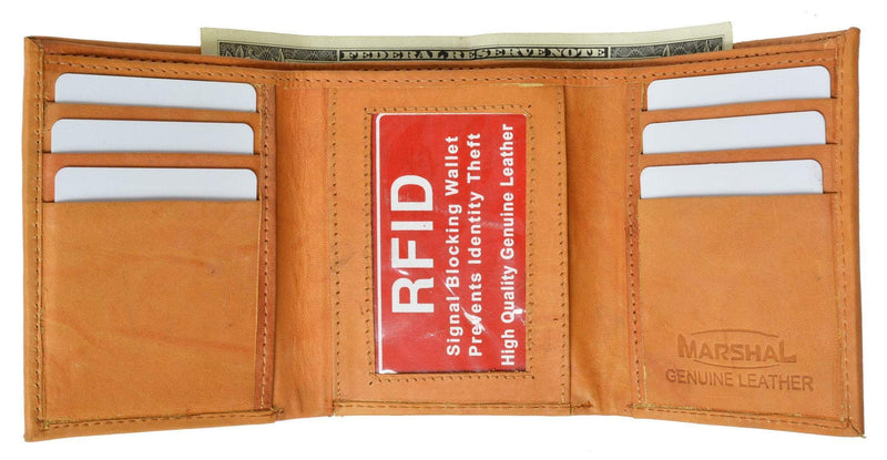 New Mens Trifold Leather Wallet RFID Blocking RFID 55 (C)