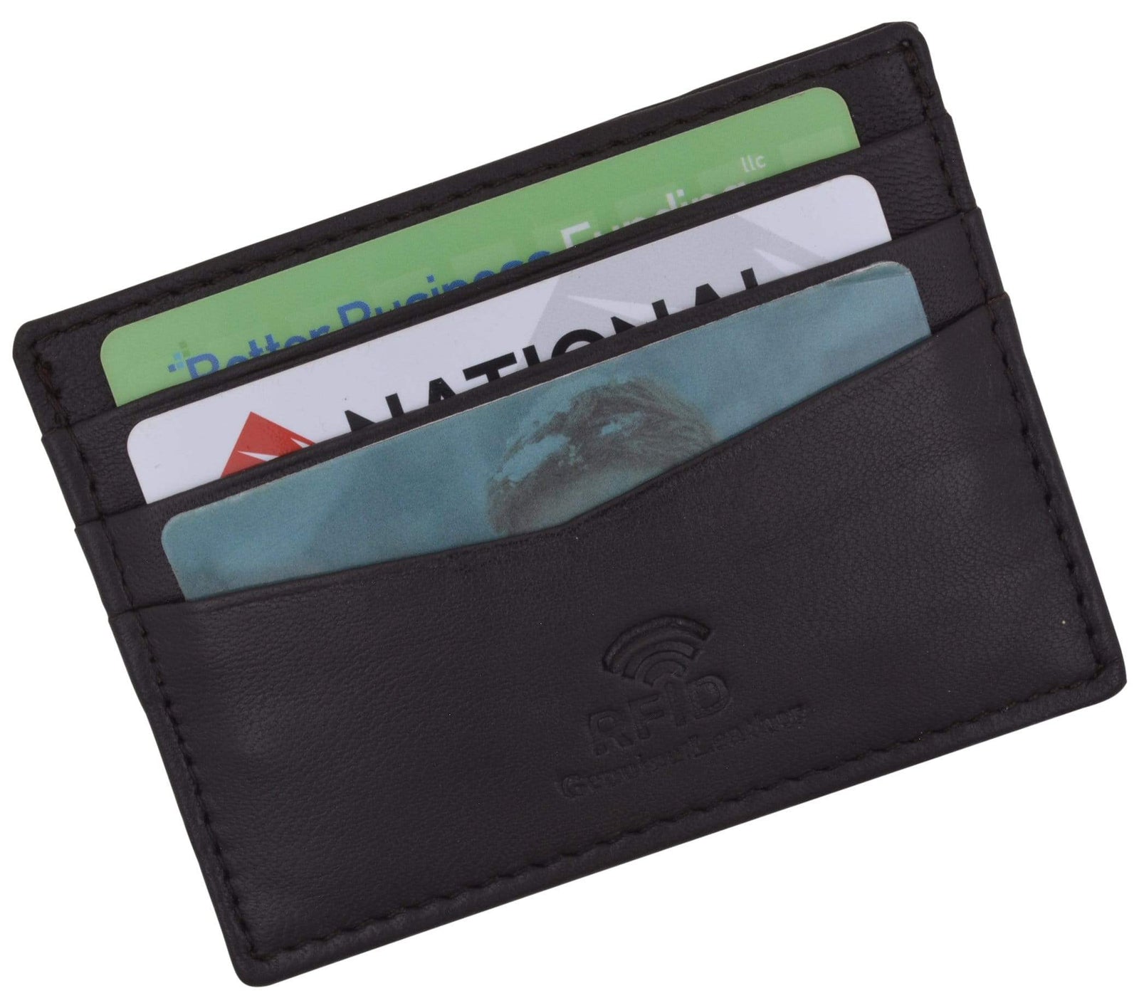 Men's RFID Blocking Slim Thin Soft Genuine Leather Credit Card Case ...