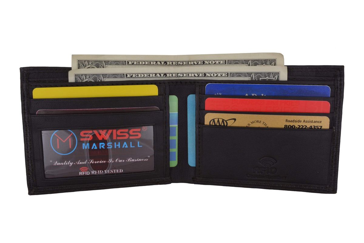 Men's Slim Bifold RFID Blocking Premium Genuine Leather Credit Card ID ...
